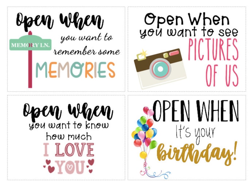 Digital Download Open When Letters, Set of 20 Open When Letters, Going ...
