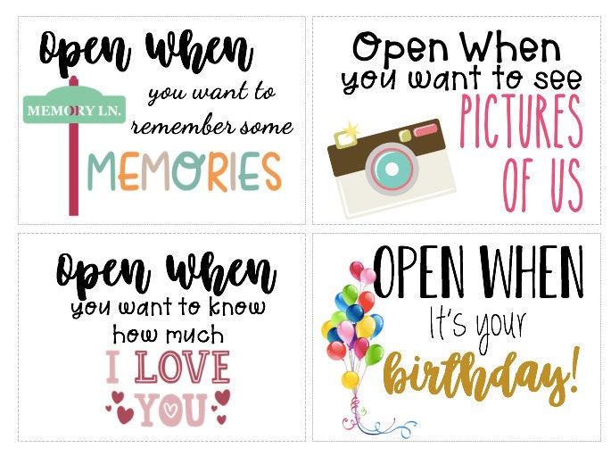 Digital Download Open When Letters Set of 20 Open When - Etsy Canada