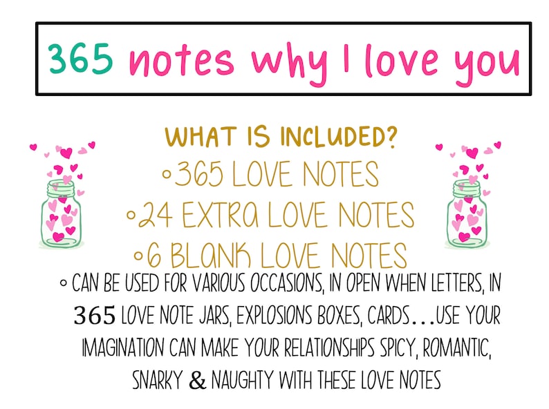 365 Days of Love Notes and 365 Reasons Why I Love You, Anniversary ...