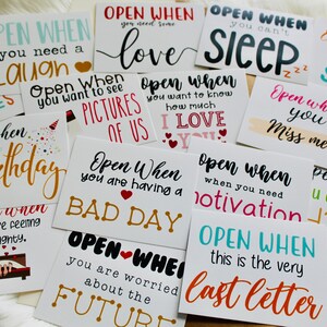 20 Printed Open When Letters, Valentine Card, Going Away Present, Long ...