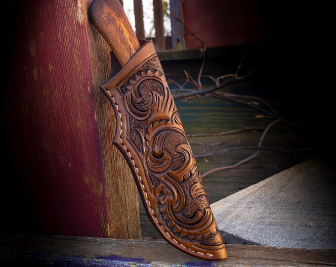 Prairiewind Custom Hand Forged Knife, Bushcraft Knife, Western Tooled ...
