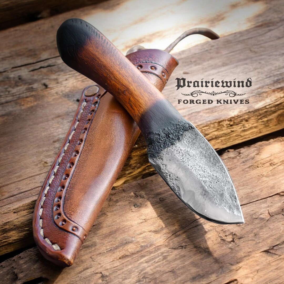 Bushcraft Primitive Neck Knife – Hand-tooled Leather Sheath, Cowboy ...