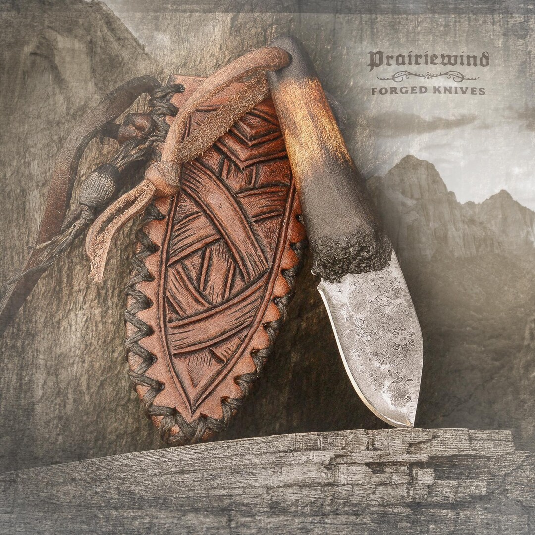 Mountain Man Knife, Neck Knife, Frontier Knife, Primitive Knife, Tooled ...