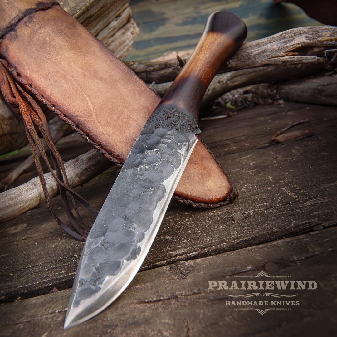 LARGE Mountain Man Frontier Knife, Custom Forged Knife, Bushcraft ...