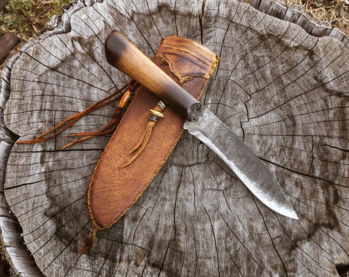 Large Mountain Man Custom Knife With Frontier Style Primitive Sheath ...
