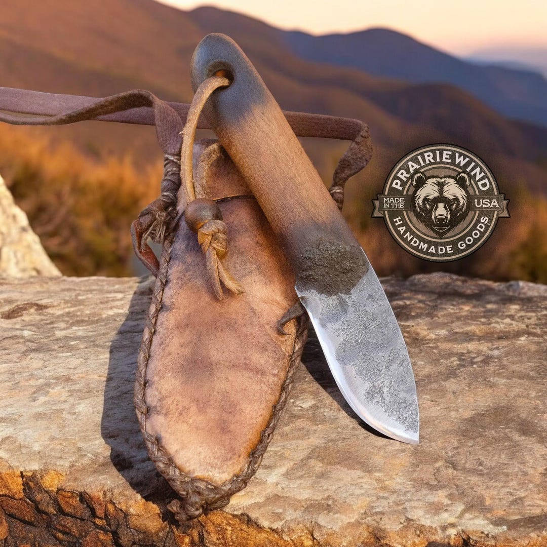 Mountain Man Neck Knife Primitive Knife Sheath, Cowboy Knife, Native ...