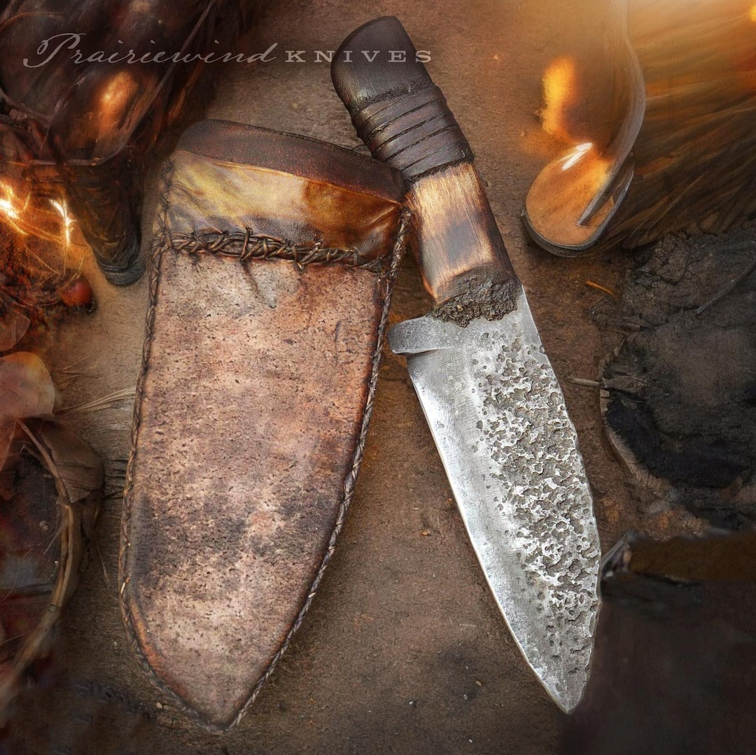 LARGE Primitive Mountain Man Frontier Knife, Custom Forged Knife ...