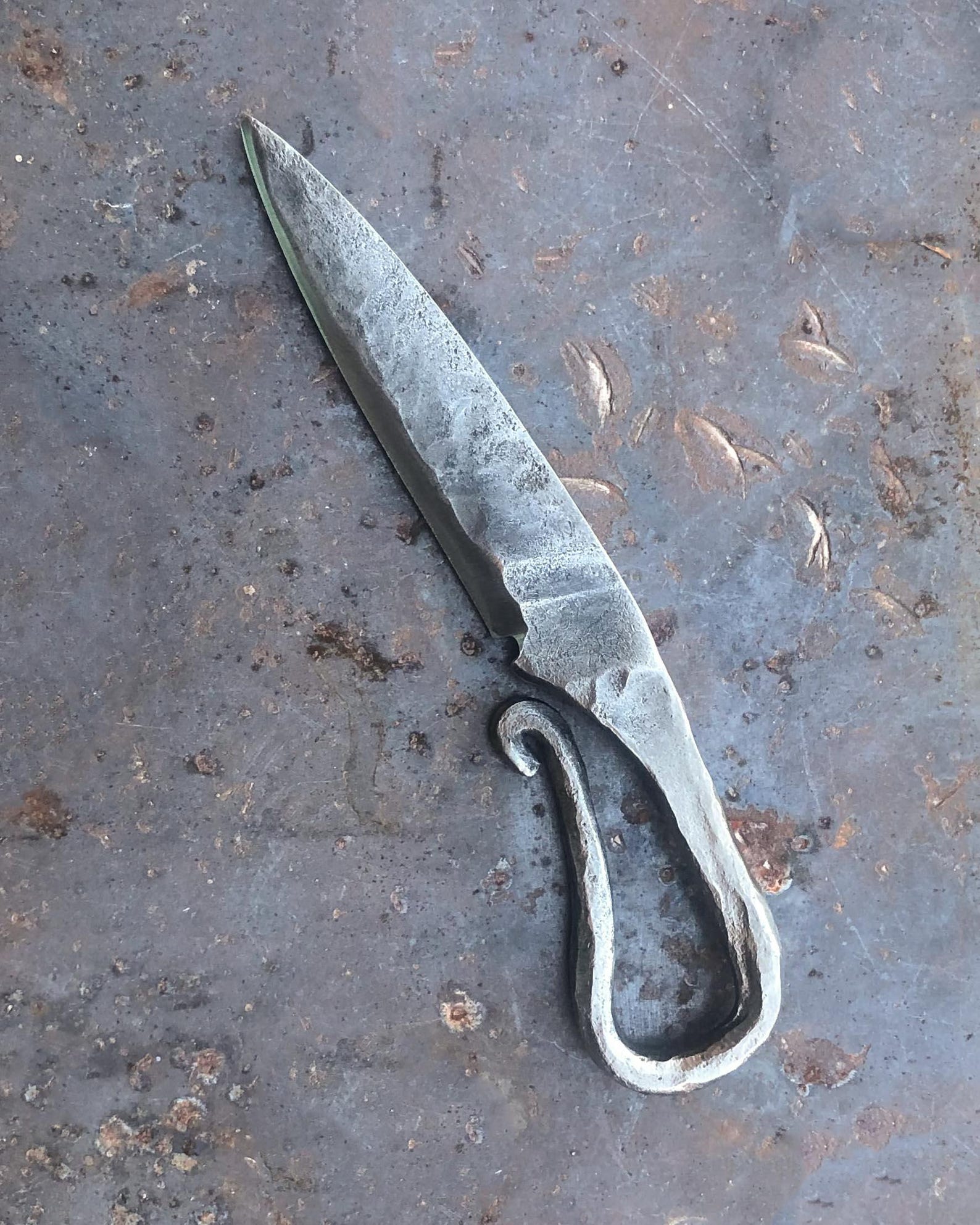 Handmade Forged Bushcraft Neck Knife: Primitive Leather Sheath - Etsy