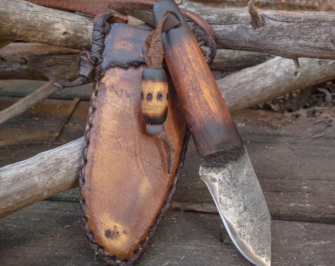 Mountain Man Neck Knife - Primitive Frontier Sheath, Cowboy Knife ...