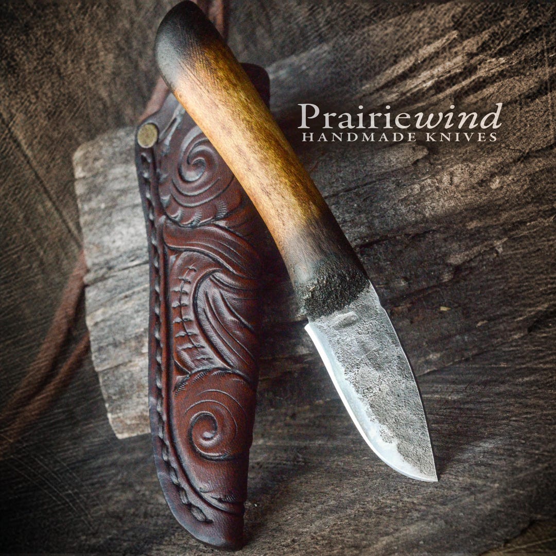 Bushcraft Primitive Neck Knife Hand-tooled Leather Sheath, Cowboy Knife ...