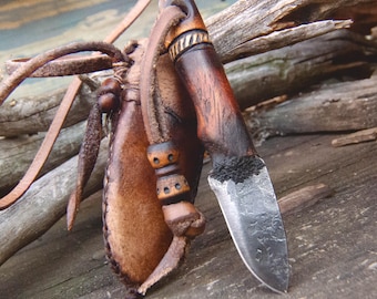 Mountain Man Neck Knife Primitive Frontier Sheath, Cowboy Knife, Native ...