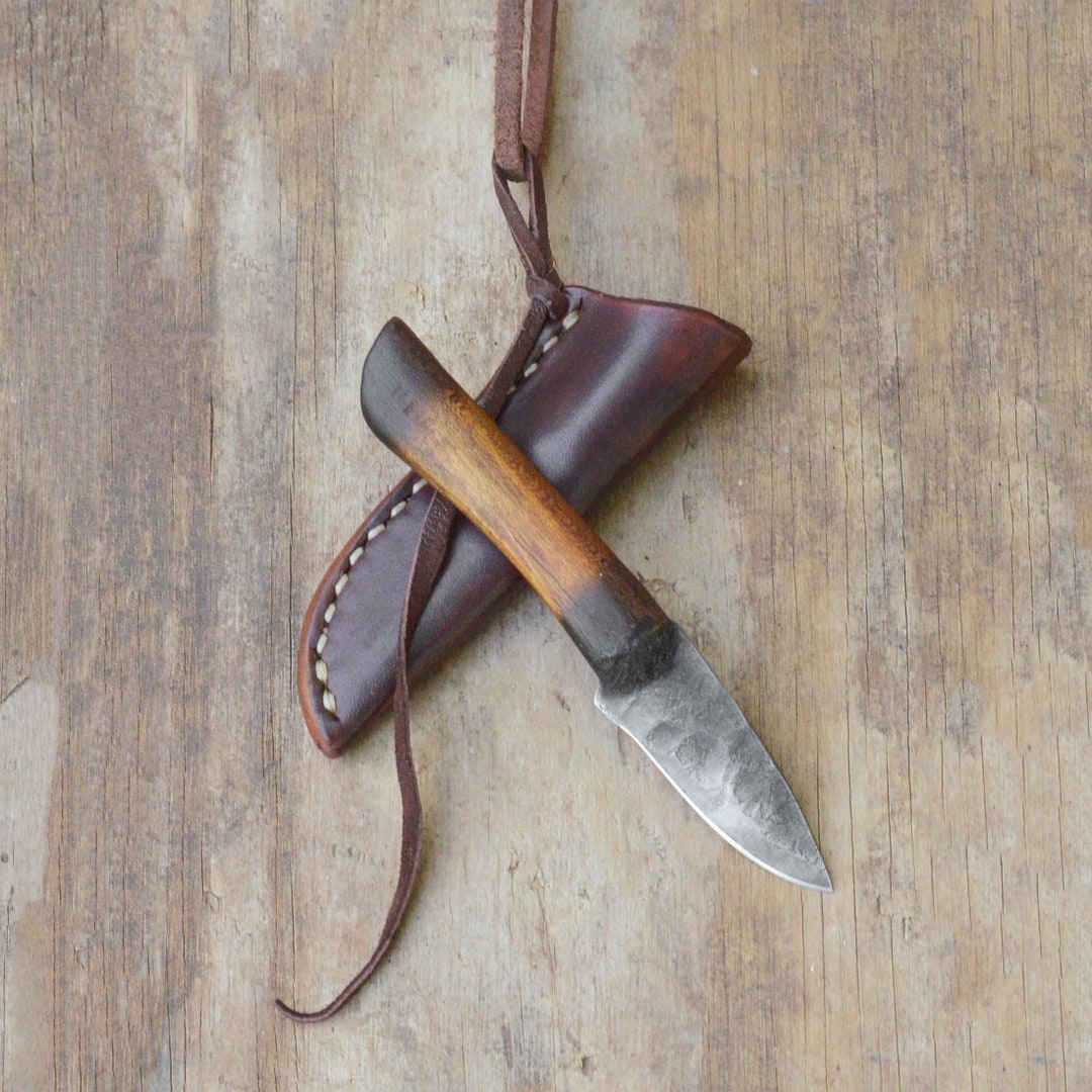 Prairiewind Handmade Neck Knife, Oil Tanned Leather Sheath, Custom ...