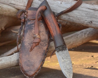 Mountain Man Knife, Neck Knife, Frontier Knife, Primitive Knife, Tooled ...