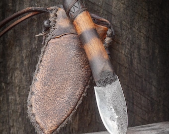 Mountain Man Neck Knife Primitive Frontier Sheath, Cowboy Knife, Native ...