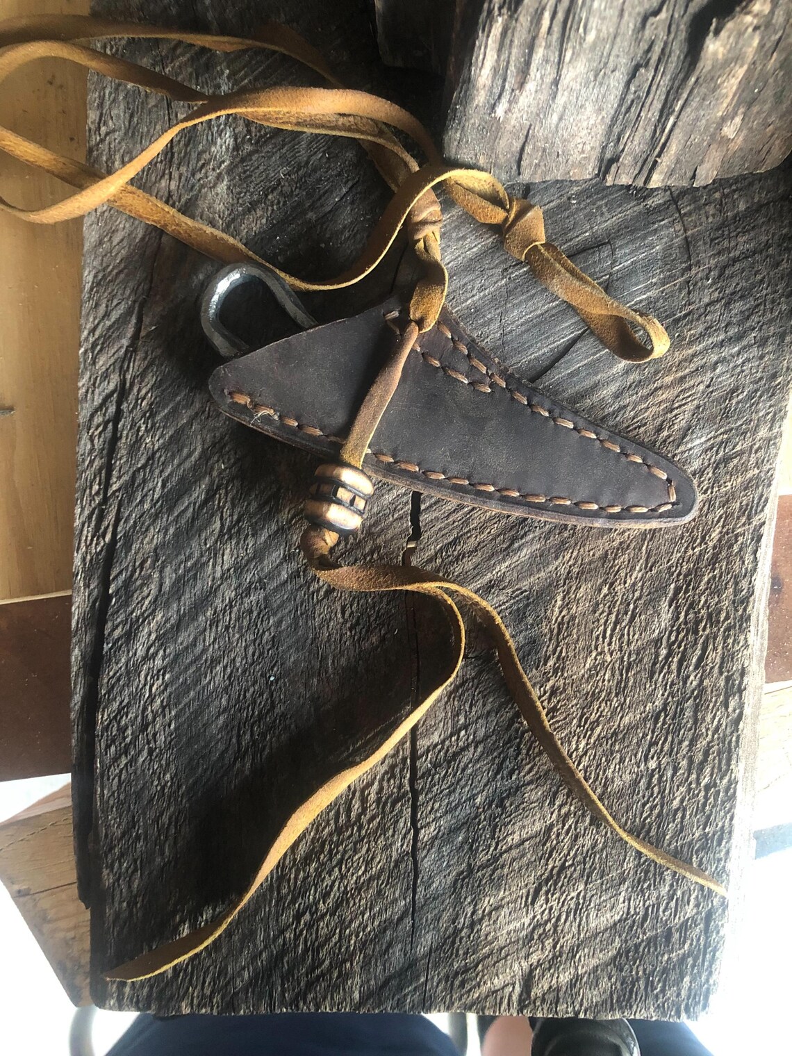 Handmade Forged Bushcraft Neck Knife: Primitive Leather Sheath - Etsy