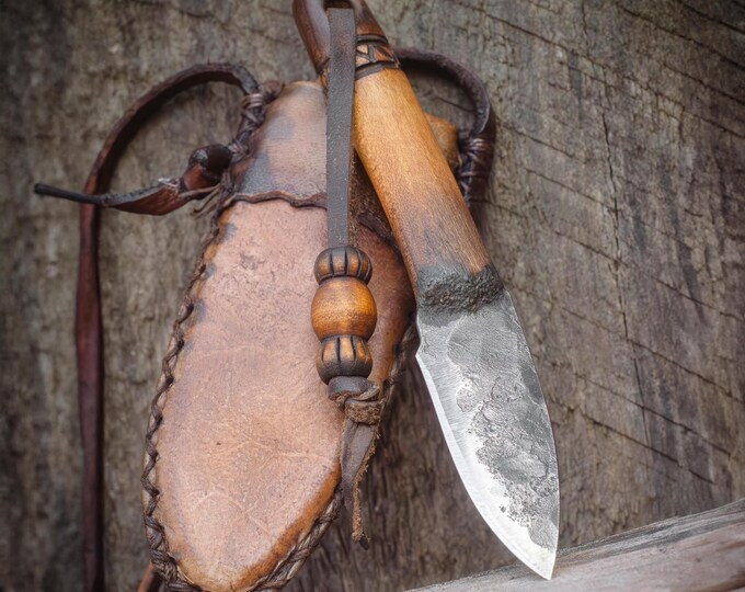 Mountain Man Neck Knife Primitive Frontier Sheath, Cowboy Knife, Native ...