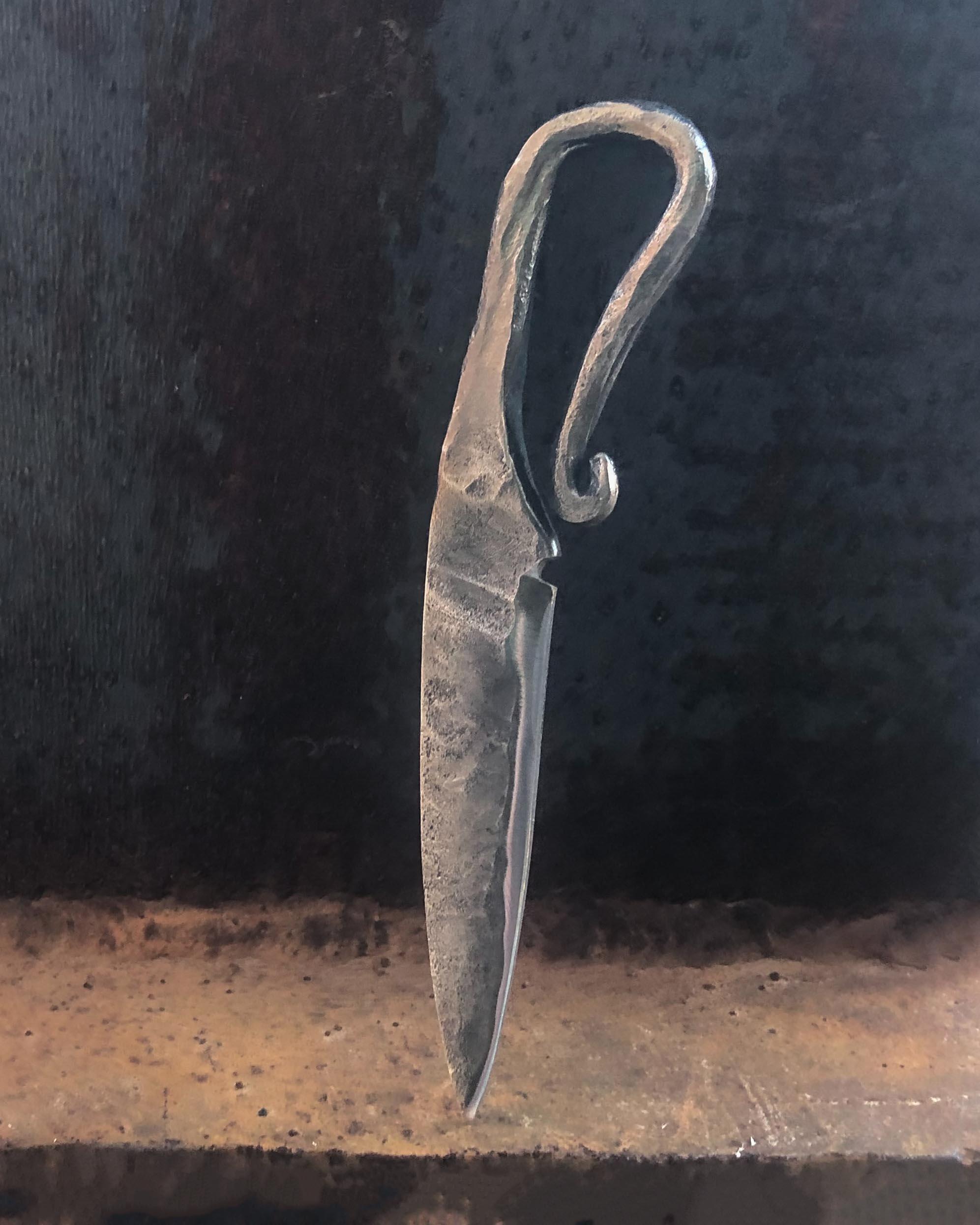 Handmade Forged Bushcraft Neck Knife: Primitive Leather Sheath - Etsy