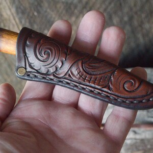 Bushcraft Primitive Neck Knife Hand-tooled Leather Sheath, Cowboy Knife ...