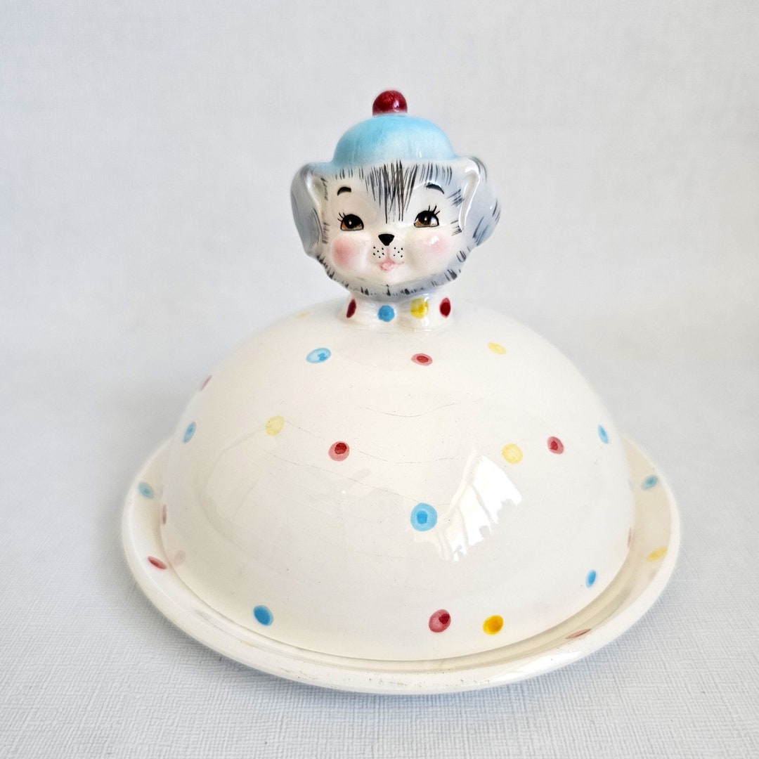 Vintage LEFTON Puppy Pal Butter Dish, Polka Dot - Etsy