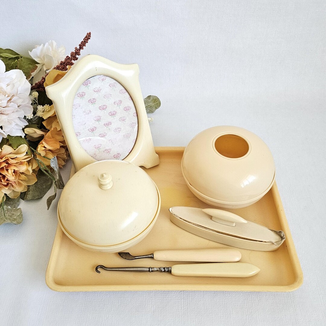 Antique French Ivory Celluloid 7 Piece Vanity Dresser Set - Etsy