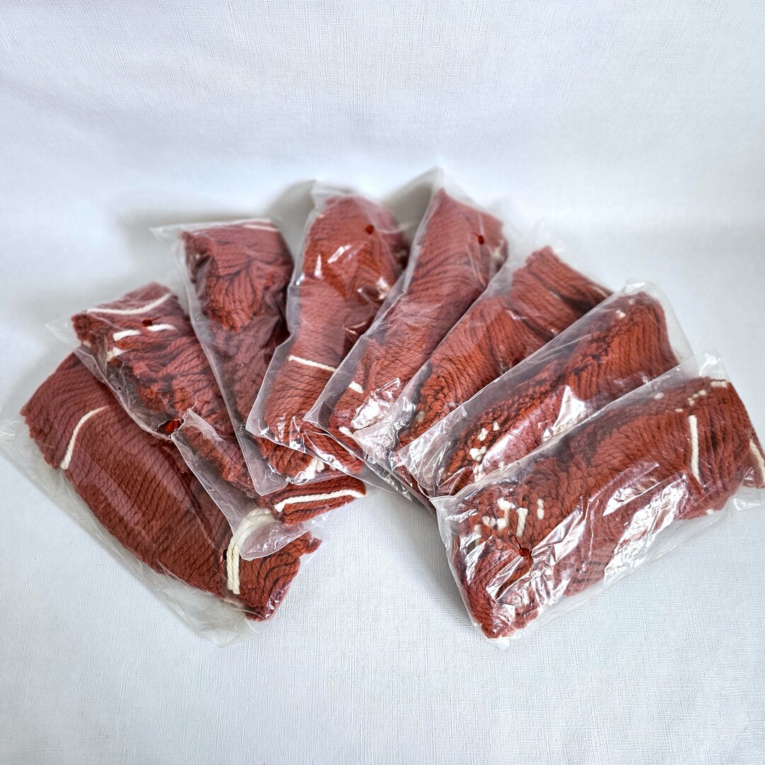 Latch Hook, Vintage Lot of 8 Pre-cut Rug Yarn, Mixed Batch, Rust and ...