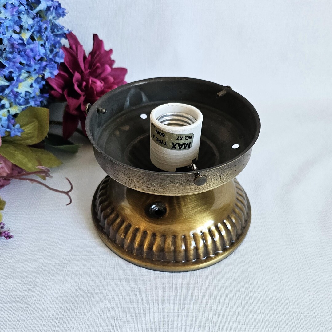 Vintage Electric Ceiling Collar, Light Base, Antique English Finish, 4. ...