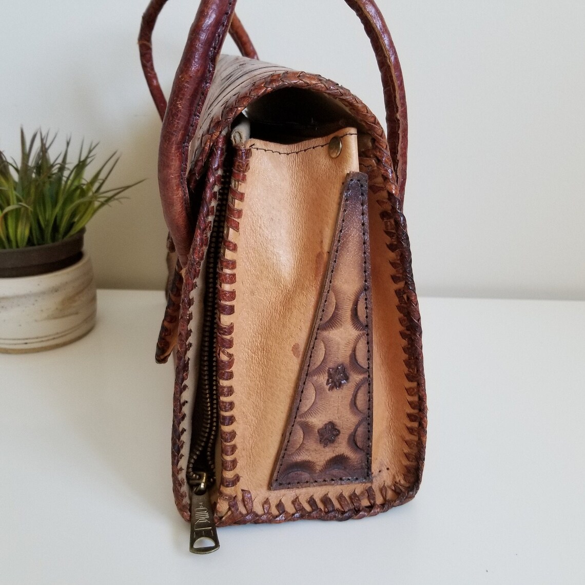 Handbag Vintage Mexican Tooled Leather Envelope Purse Floral - Etsy