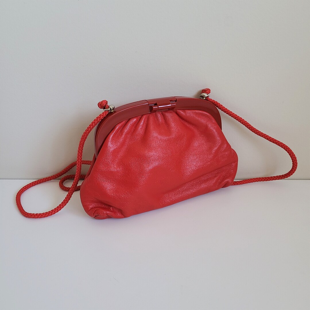 Red Vinyl Clutch, Vintage Italian Purse, Handbag Made in Italy - Etsy
