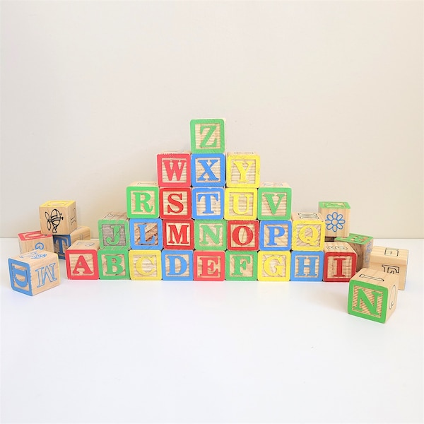 Wooden Alphabet Blocks - Etsy