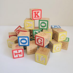 Blocks, Vintage Set of 30 Wooden Alphabet Blocks - Etsy