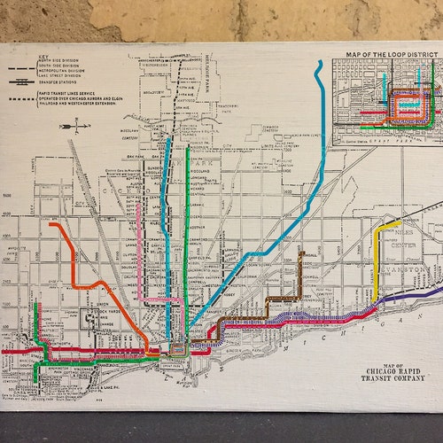 Chicago Rapid Transit Map Wood Sign 1926 Map and CTA Lines - Etsy
