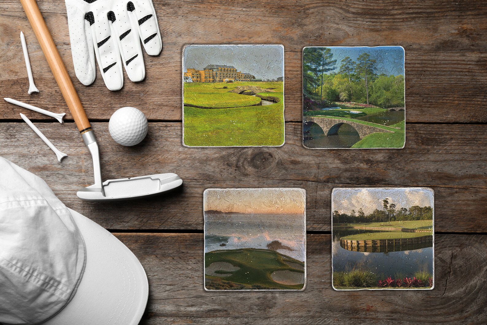 Golf Course Coasters St. Andrews Augusta Pebble Beach - Etsy
