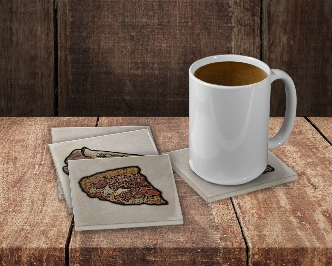 Chicago Style Food Tile Coaster Set Deep Dish Pizza Chicago - Etsy
