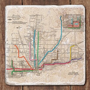 Chicago CTA El Train Coasters - Vintage Map, Color Lines, Platform ...