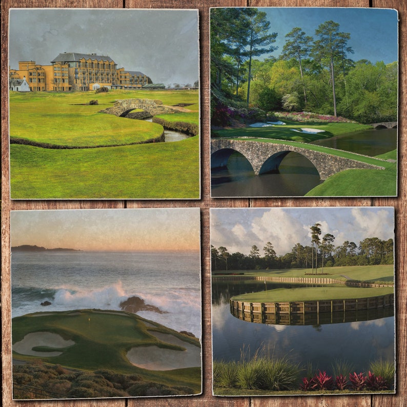 Golf Course Coasters St. Andrews Augusta Pebble Beach | Etsy