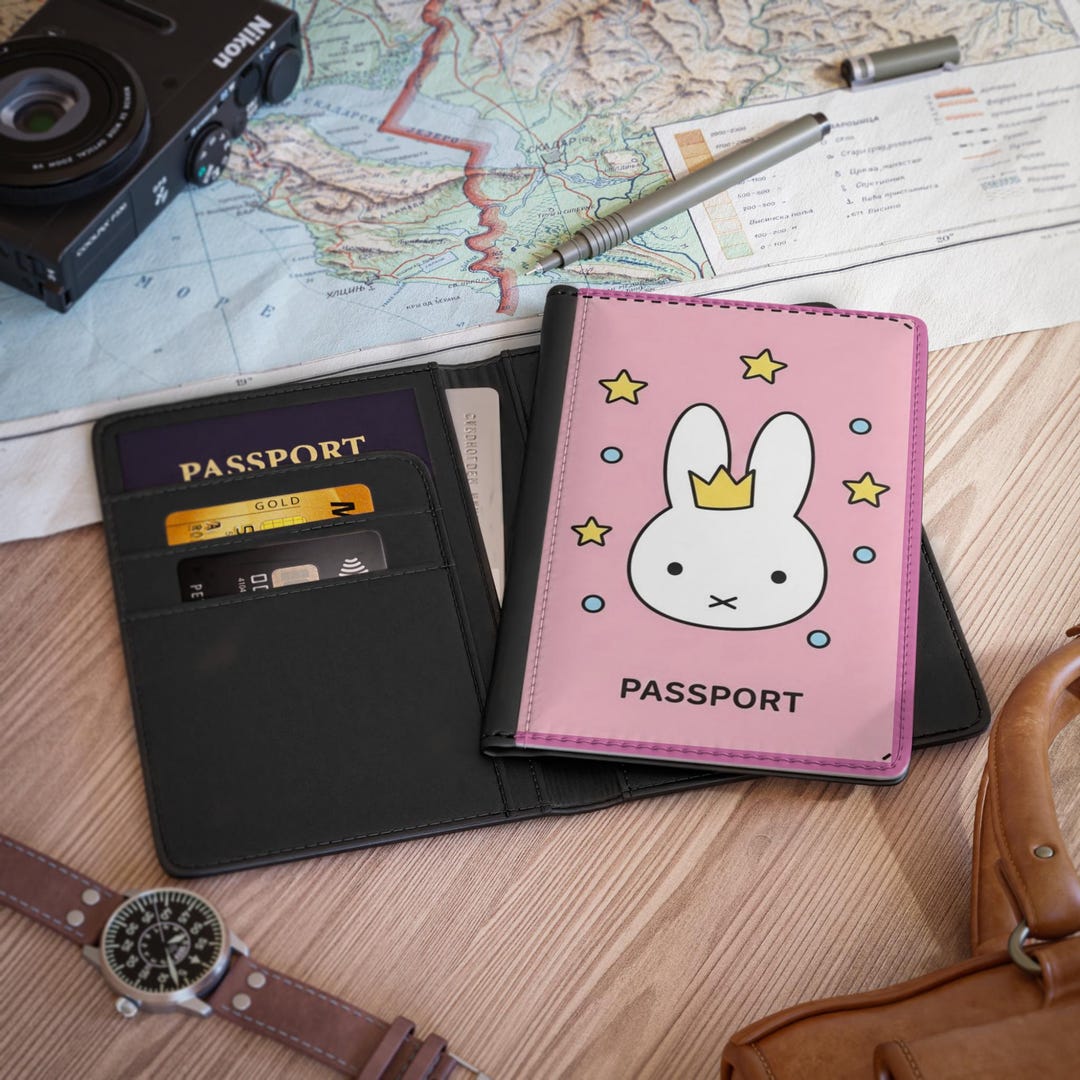 Miffy With Crown Passport Cover | Pink Cute Rabbit Stars Passport - Etsy