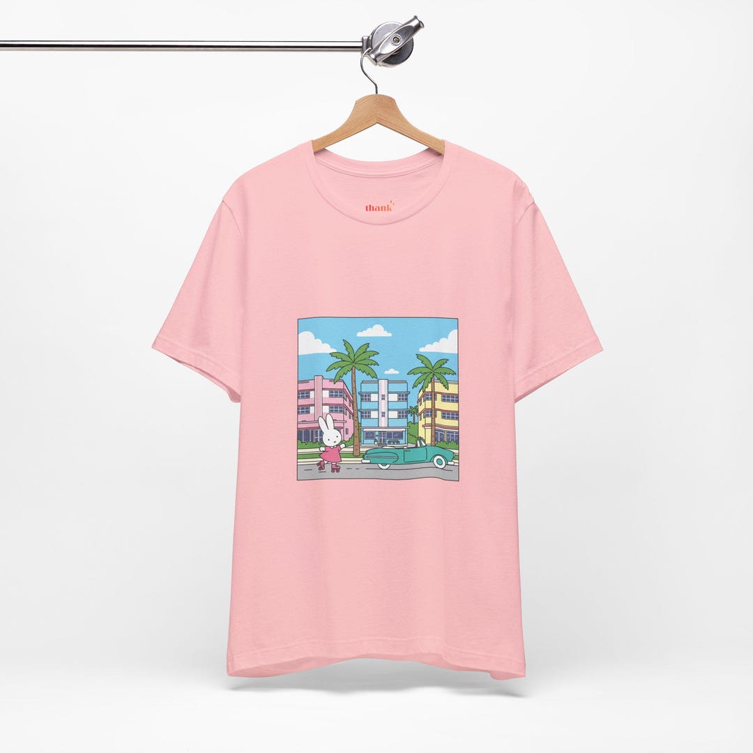 Miffy in Miami Scene Tee | Retro Palm Trees, Vintage Car, Pastel ...