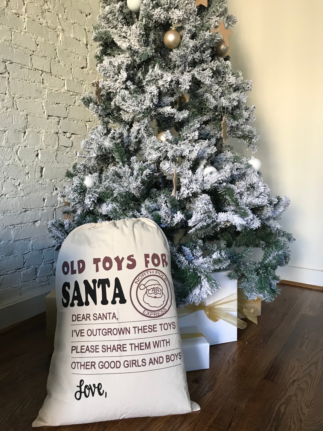 Personalized Santa Sack- Old Toys for Santa- Christmas Eve Gift Bag - Etsy