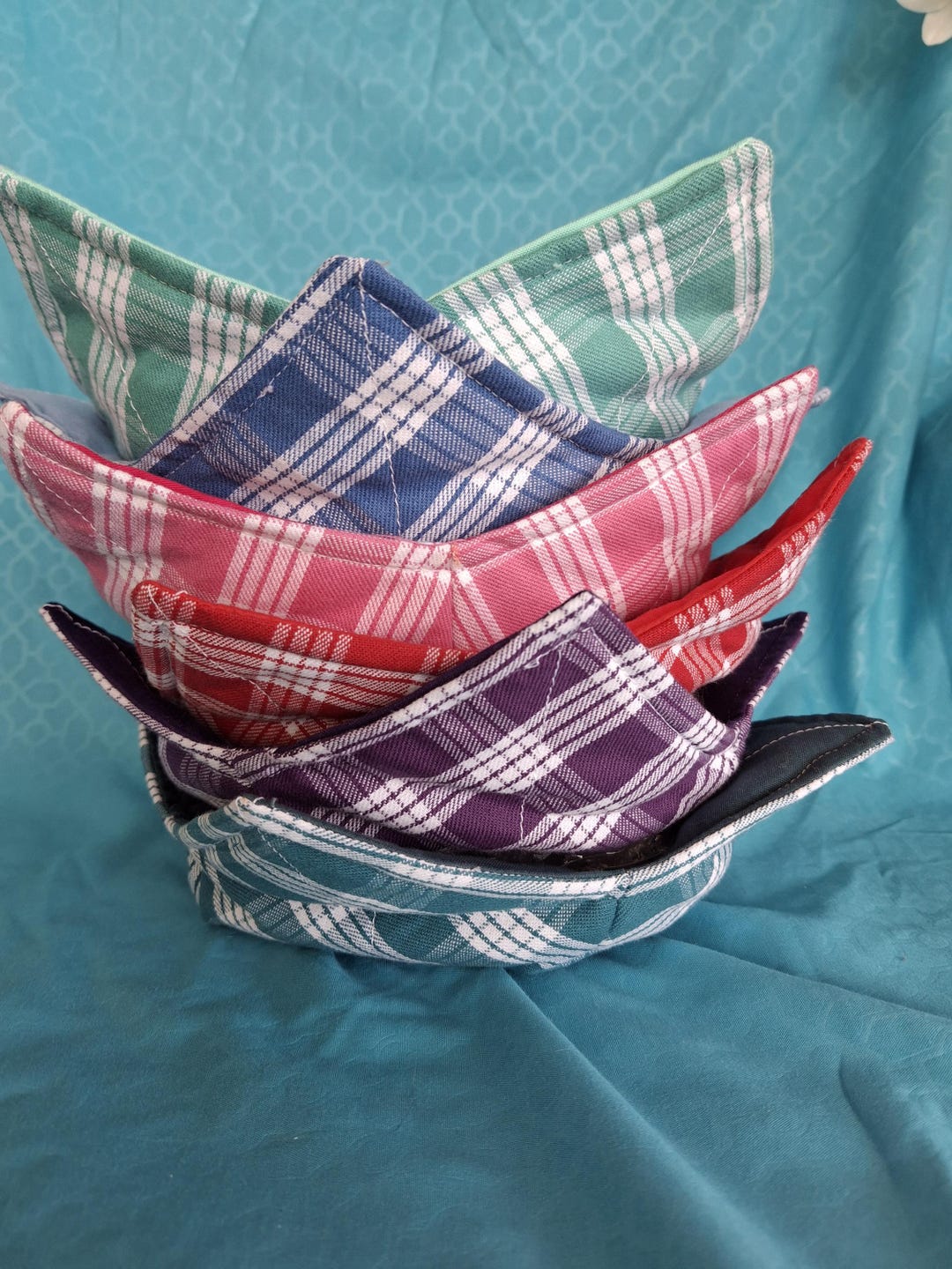 Hawaii Palaka Bowl Cozy - Microwave Safe Hot Pad Plaid, Aloha Print ...