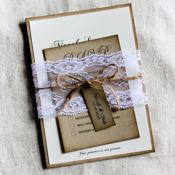 Lace Wedding Invitations - Etsy