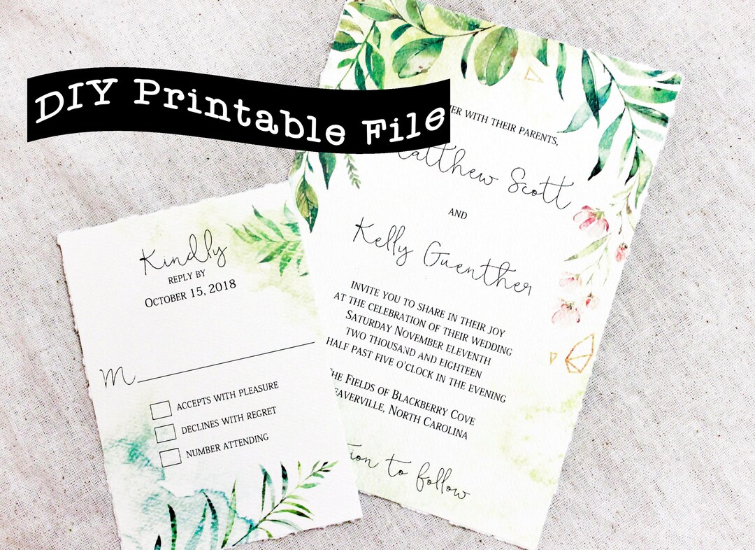 DIY Printable Wedding Invitation Wedding Invitation Template - Etsy