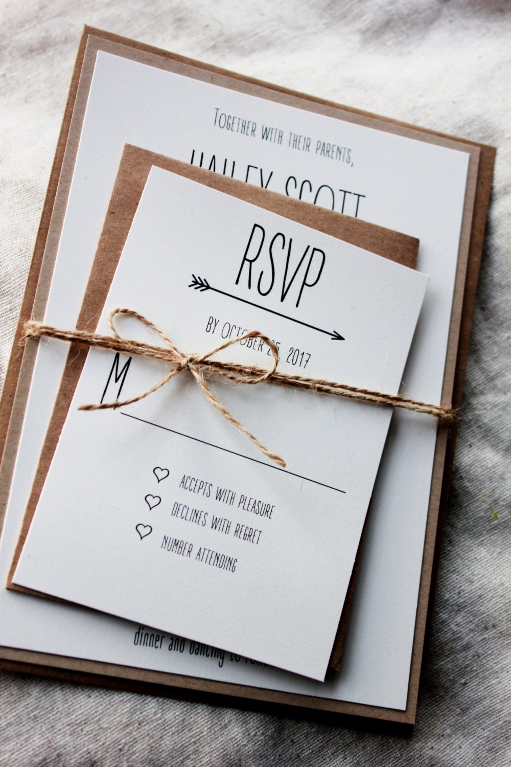 Boho Wedding Invitaitons with arrow design Rustic Invites | Etsy