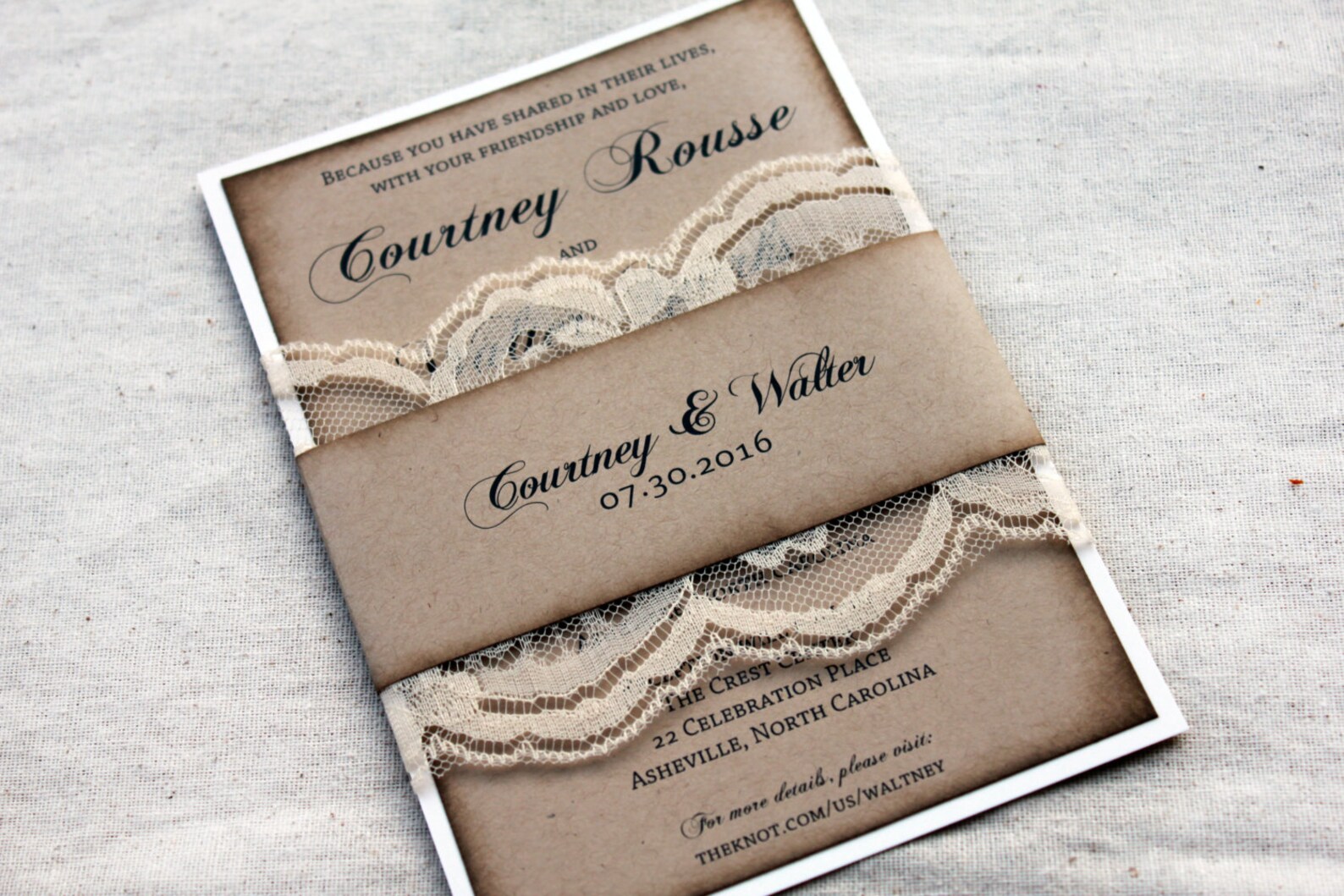 Ivory Lace Rustic Wedding Invitations Aged Wedding - Etsy