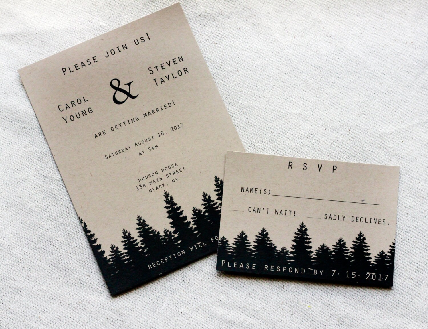 Simple Rustic Wedding Invitations Recycled Wedding | Etsy