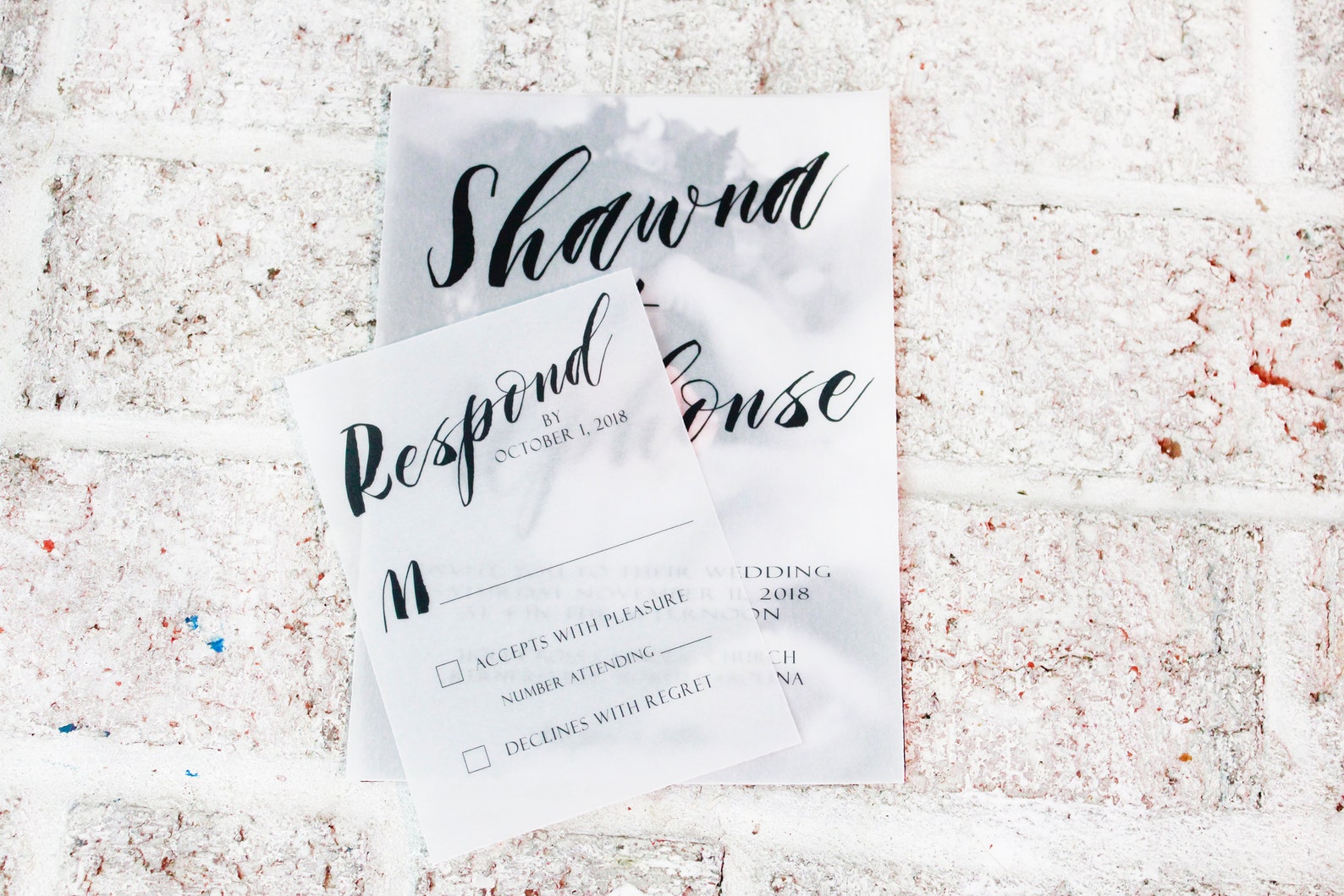 Vellum Overlay Wedding Invitation See through wedding | Etsy