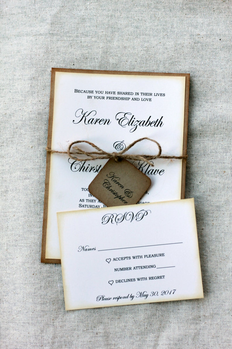 Simple Rustic Wedding Invitations Vintage Wedding Invitation - Etsy
