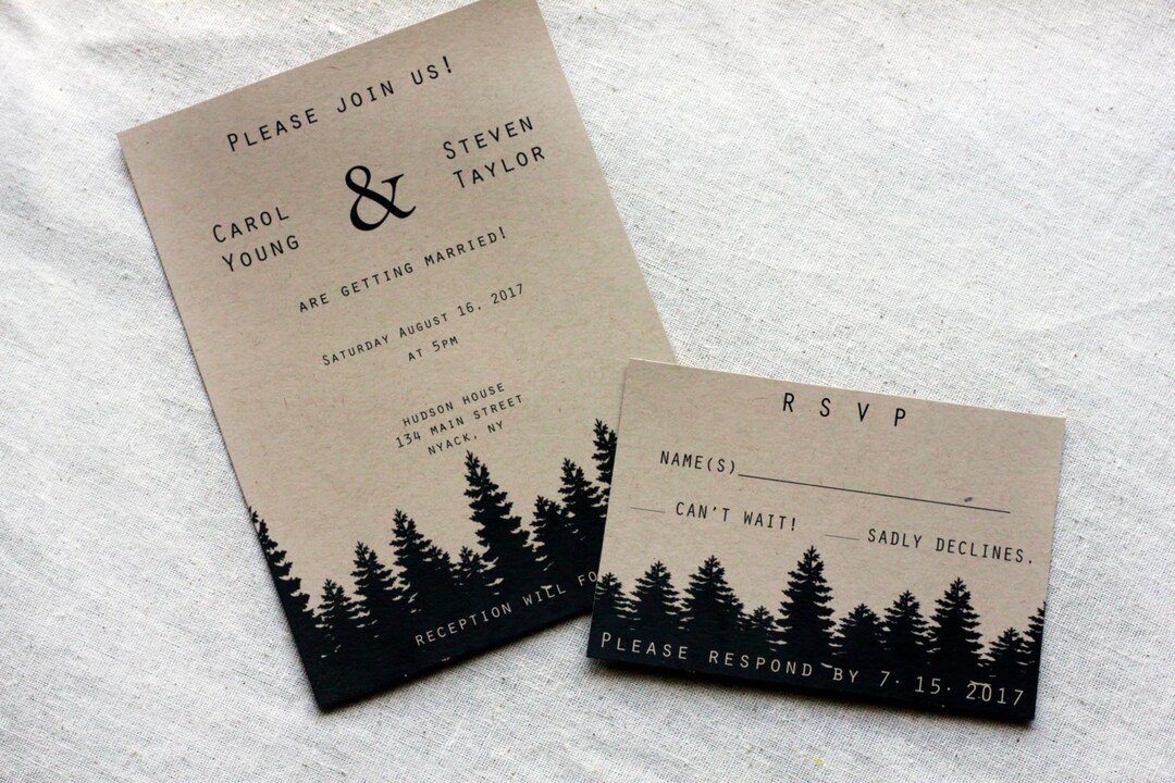Simple Rustic Wedding Invitations, Recycled Wedding Invitation, Tree ...