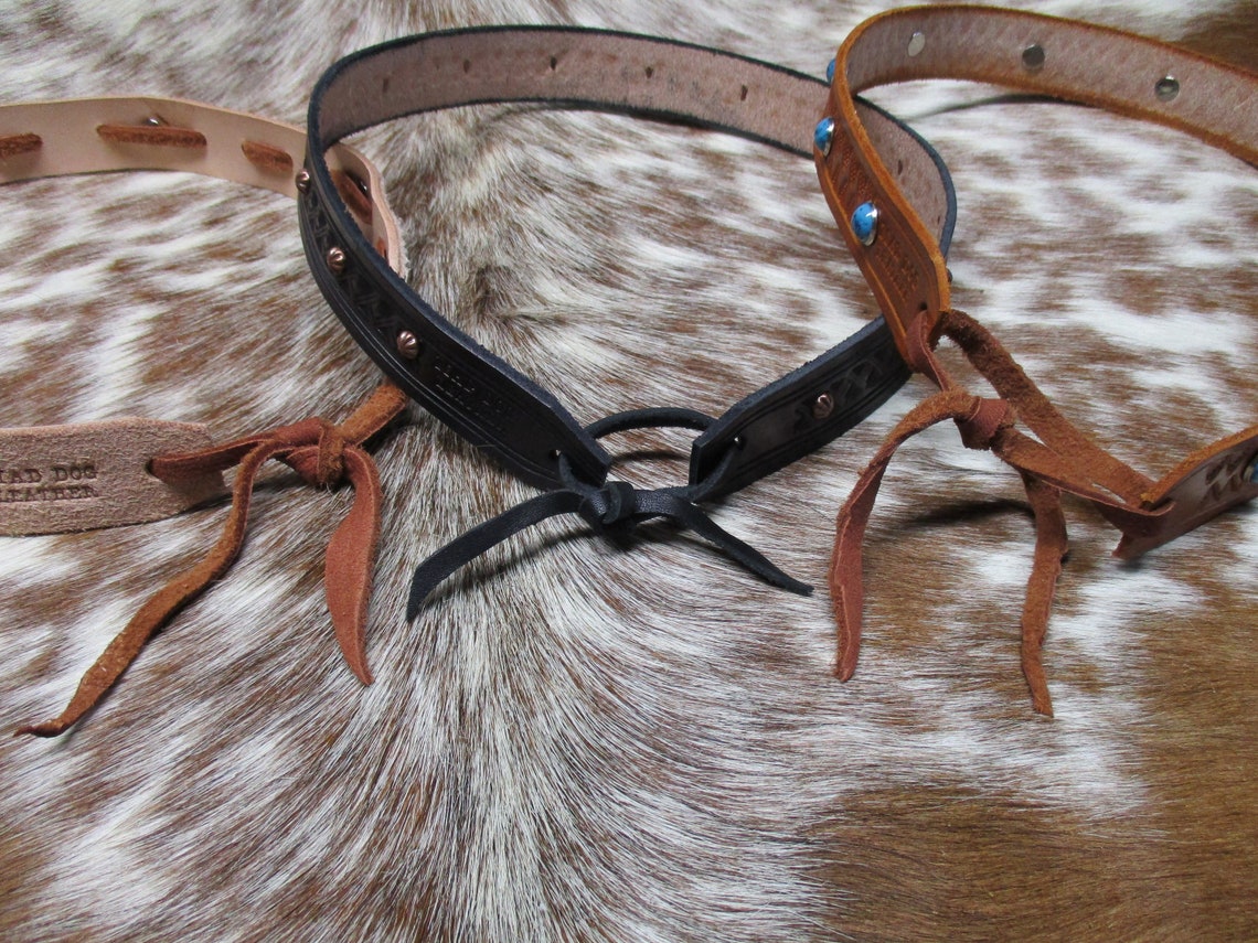 Hand Tooled Leather Hat Band With Copper Plated Dome Spots. - Etsy