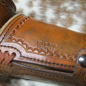 Classic Cowboy Leather Roping Cuffs With Antique Finish...read ENTIRE ...