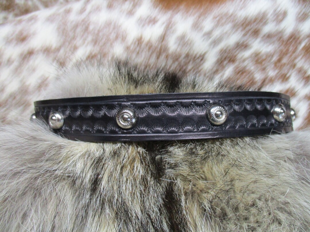 Tooled Leather Hat Band With Nickel Plated Rope Edge Spots. - Etsy